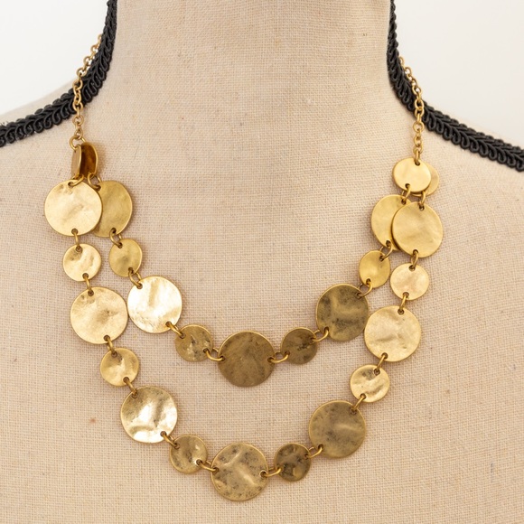 Mixit | Jewelry | Mixit Gold Tone Hammered Look 2 Strand 6 Choker ...